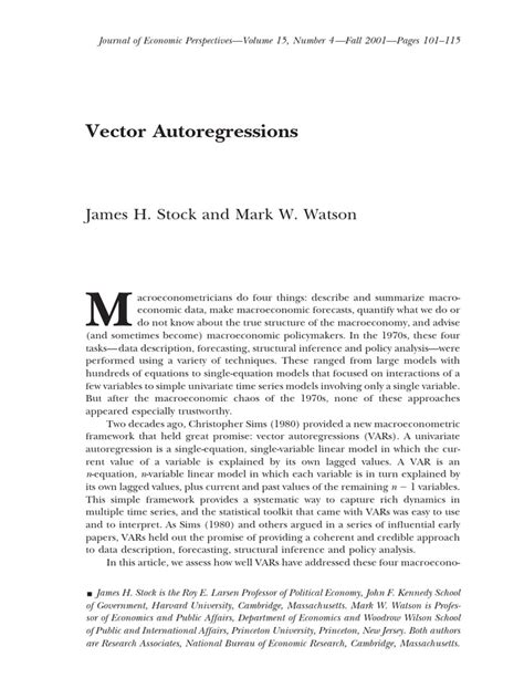 Vector Autoregressions Pdf Vector Autoregression Taylor Rule