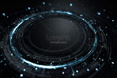 디지털 요소 및 원형 프레임으로 추상 미래 기술 배경