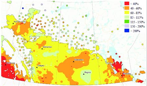 Percent Of Average Precipitation In The Canadian Prairies From Early