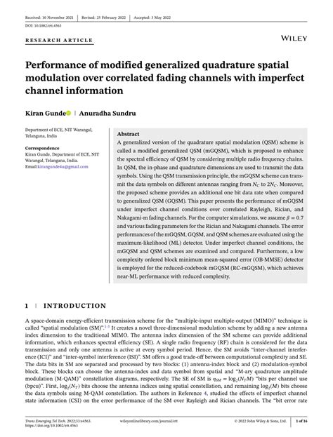 Performance Of Modified Generalized Quadrature Spatial Modulation Over