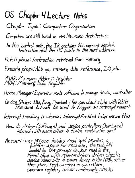 Os Chapter 4 Lecture Notes Os Chapter 4 Lecture Notes Chapter Topic Computer Organization