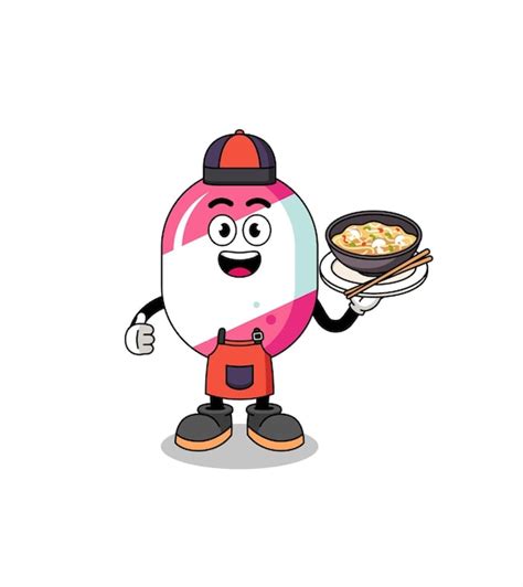 Premium Vector Illustration Of Candy As An Asian Chef