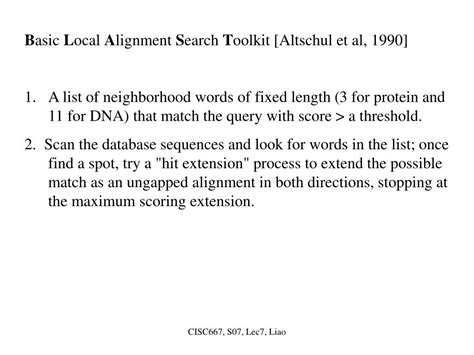 Ppt Cisc 667 Intro To Bioinformatics Spring 2007 Sequence Pairwise