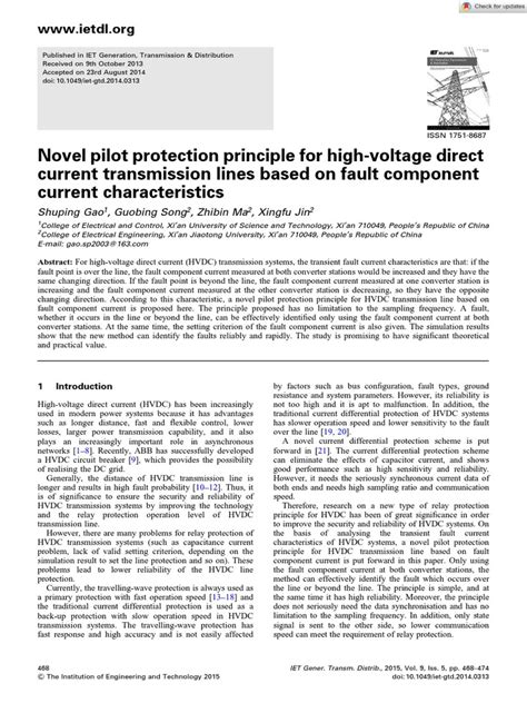 Iet Generation Trans Dist 2015 Gao Pdf High Voltage Direct