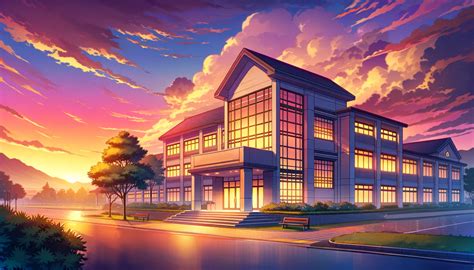 학교 외관의 배경 일러스트