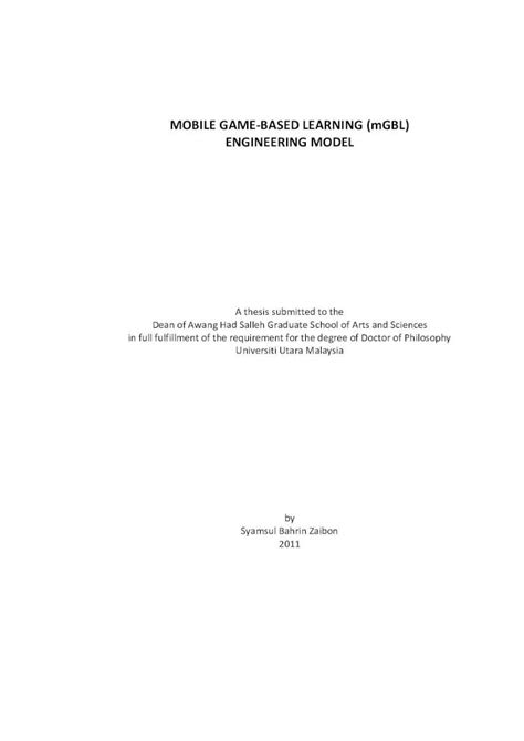 Pdf Mobile Game Based Learning Mgbl Engineering Model · Mobile Game