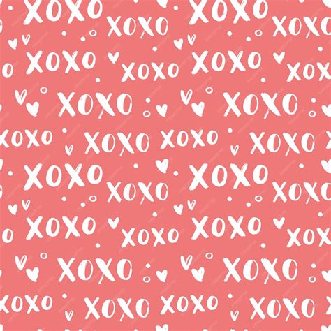 Premium Vector Xoxo Brush Lettering Signs Seamless Pattern Grunge Calligraphy With Hugs And