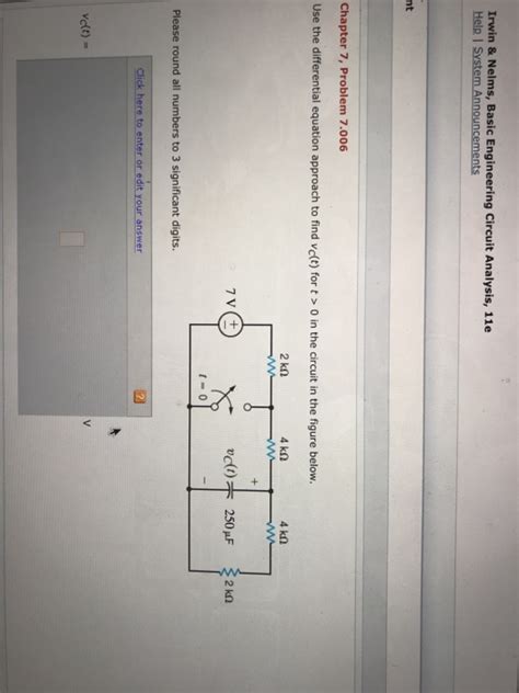 Solved Irwin And Nelms Basic Engineering Circuit Analysis