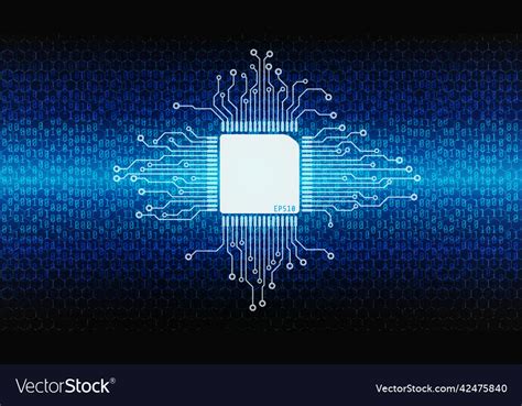blue hi technology microprocessor with binary vector image