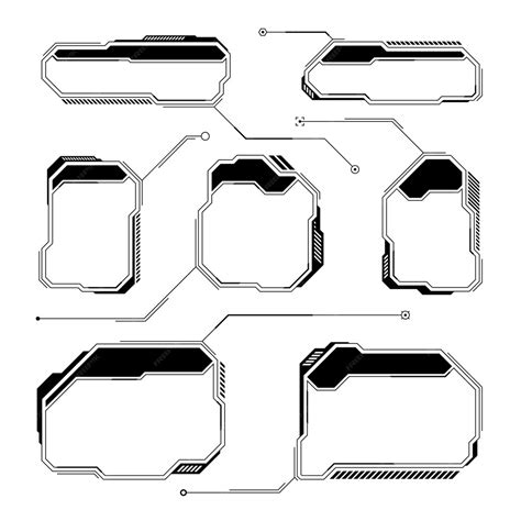 검은색 미래 Hud 또는 Ui 요소 Scifi 사용자 인터페이스 텍스트 상자 호출 경고 메시지 프레임 정보 상자 템플릿 디지털 스타일의 현대 게임 인터페이스 레이아웃 터