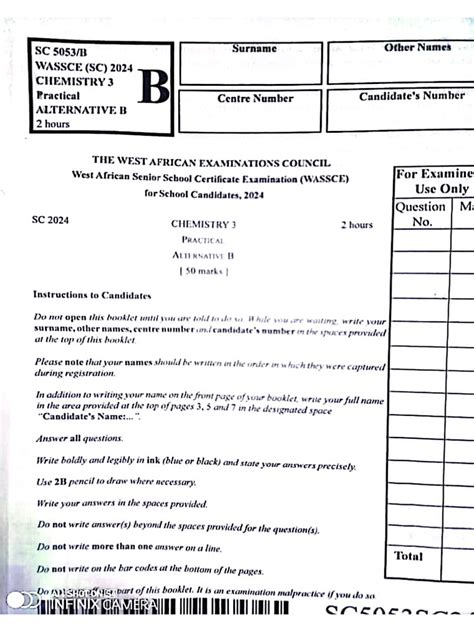 2024 Waec Chemistry Practical Questions Alternative B Pdf