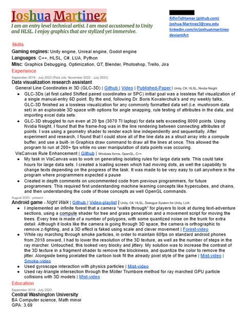 could you review my resume for entry level tech artist which do you think is better new vs old