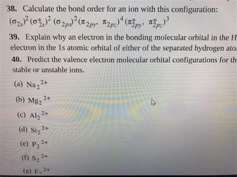 Solved Calculate The Bond Order For An Ion With This Chegg Com