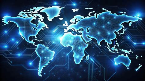 Global Network Connections A Futuristic World Map Illustration Generative Ai Stock Illustration