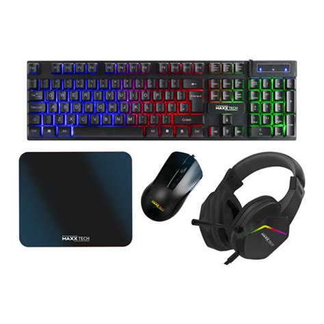 Maxx Tech 4 In 1 Rgb Gaming Starter Kit Keyboard Mouse Pad And Headset Ln140917 Mxt 4i1ck