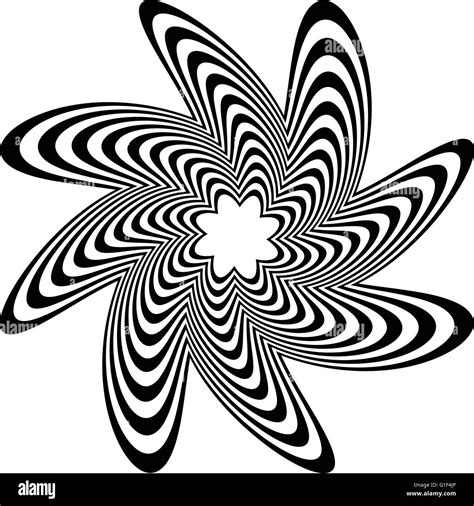 Circular Shape With Spiral Vortex Distortion Effect Black And White