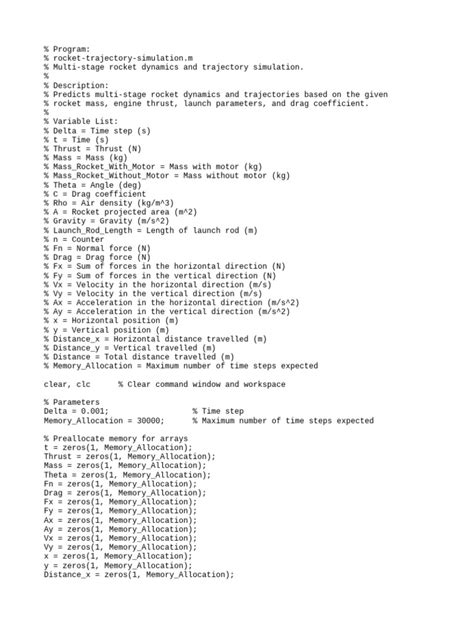 Rocket Trajectory Simulation M Pdf Rocket Force