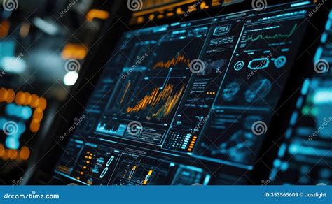 Modern Manufacturing Control Panel Monitoring Production Data And Statistics Stock Image Image