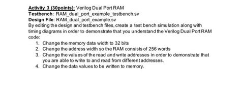 Solved Activity 3 30points Verilog Dual Port Ram