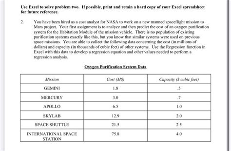 Solved Use Excel To Solve Problem Two If Possible Print