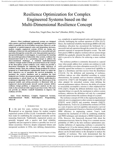 Pdf Resilience Optimization For Complex Engineered Systems Based On The Multi Dimensional