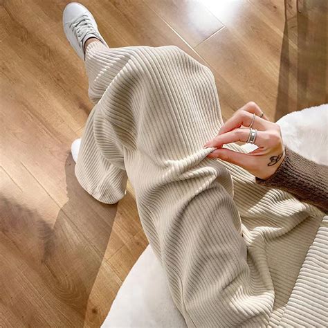 💥 มี 8 สี 💥กางเกงลูกฟูกขายาว เอวสูง ขากว้าง ทรงหลวม สำหรับผู้หญิง รุ่นใหม่ปี เสื้อผ้าแฟชั่น