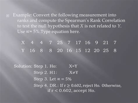 Spearmans Rank Correlation Coefficient Ppt