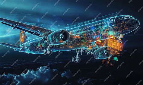 Digital Twin Of An Airplane Showing Realtime Data Premium Ai Generated Image