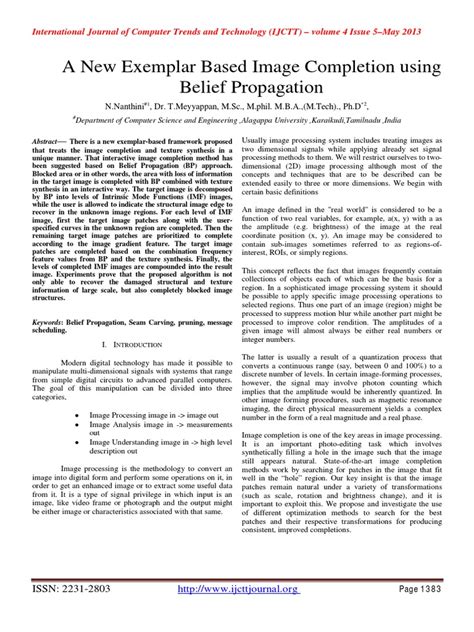 A New Exemplar Based Image Completion Using Belief Propagation Pdf