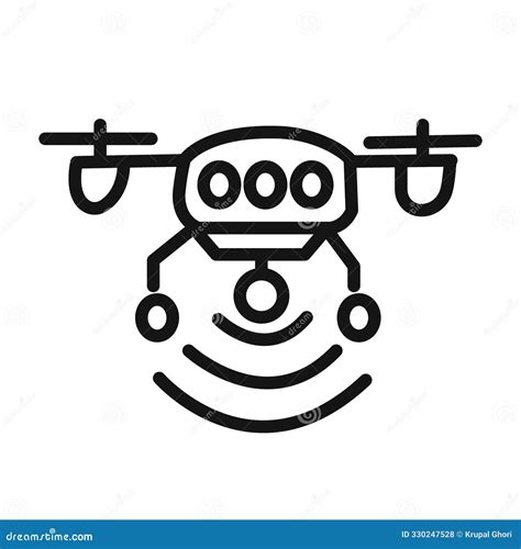 Drone Technology Icon Linear Graphics Set Vector Stock Illustration