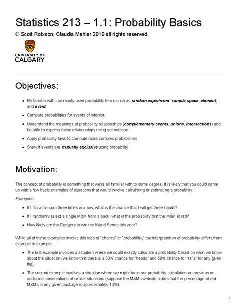 11 Probability Basics Statistics 213 1 Probability Basics © Scott