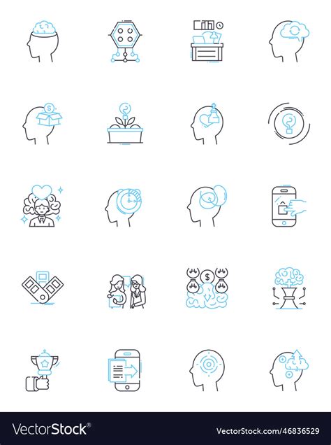 Rumination Linear Icons Set Overthinking Vector Image