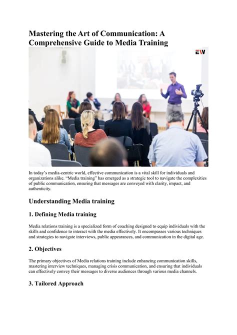 A Comprehensive Guide To Media Training Mastering The Art Of Communication Enterprise Wired Pdf