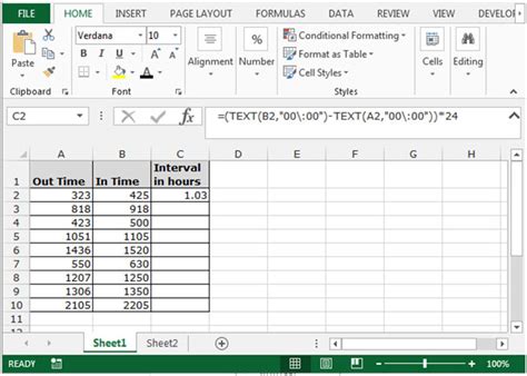 Calculating Military Time Intervals In Microsoft Excel 2010