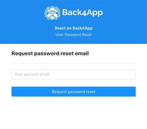 User Password Reset For React Back4app Backend