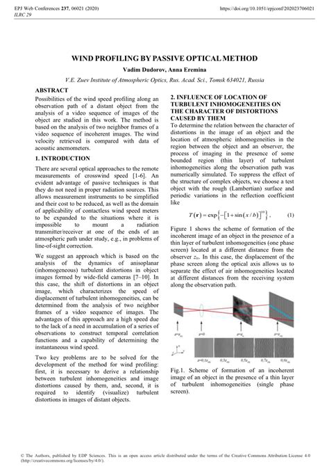 Pdf Wind Profiling By Passive Optical Method