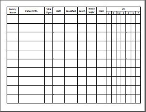 Nursing Daily Assignment Sheet Template