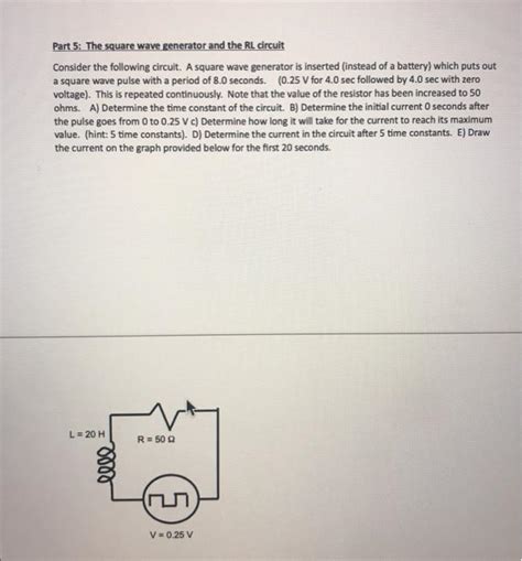 Solved Part The Square Wave Generator And The RL Circuit Chegg