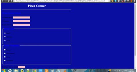 Create An HTML Page Using Forms For Taking Pizza Order Form And Billing Online Pizza Order