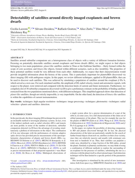 Pdf Detectability Of Satellites Around Directly Imaged Exoplanets And Brown Dwarfs