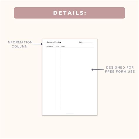 A Conversation Log Conversation Tracker Conversation Log Printable Work Follow Up Organizer