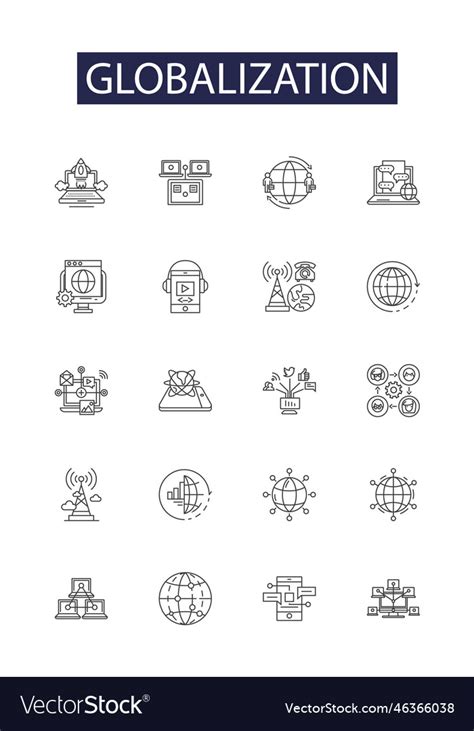 Globalization Line Icons And Signs Royalty Free Vector Image