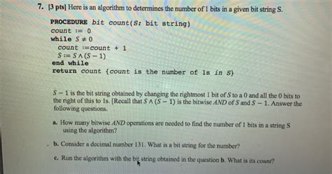 solved 7 [3 pts here is an algorithm to determines the