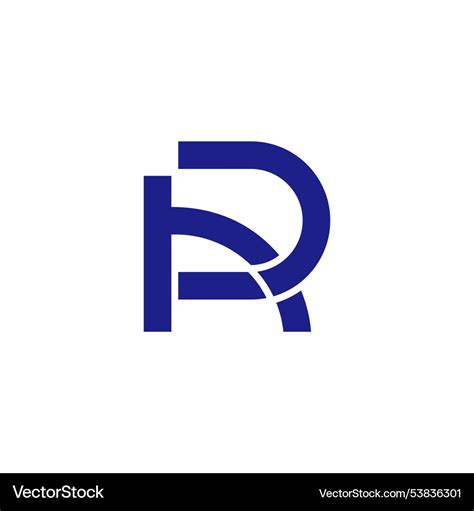 Letter Ar Linked Geometric Lines Blue Logo Vector Image
