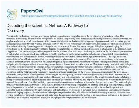 Decoding The Scientific Method A Pathway To Discovery Free Essay Example 496 Words