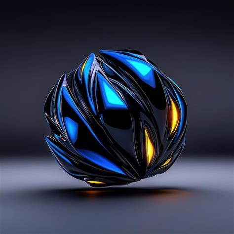 222 An Abstract Multilayered Polygonal Object With Reflective Surfaces And Glowing Edges Created