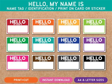 Hello My Name Is Printable Blank Name Tag ID Identification