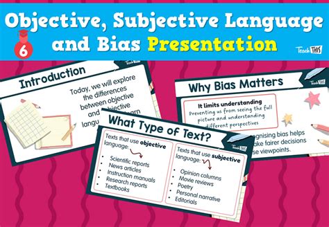 Objective Subjective Language And Bias Presentation Teacher Resources And Classroom Games