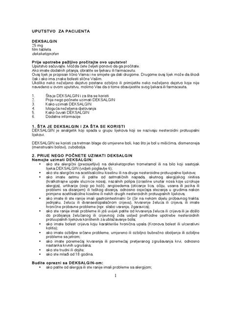Deksalgin 25mg Tablete Pdf