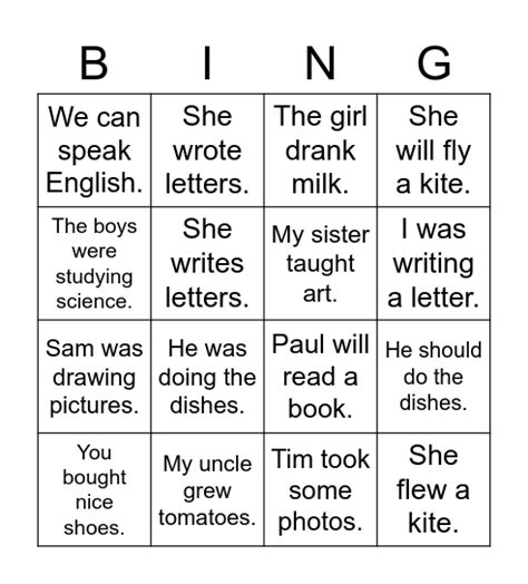 Passive Voice 3 Bingo Card